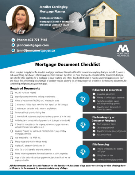 Mortgage Checklist - Mortgage Architects: Jennifer Cordingley - Serving ...